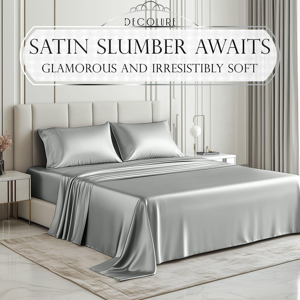 Grey Satin Sheet Set - Modern & Soft Luxury – Decolure